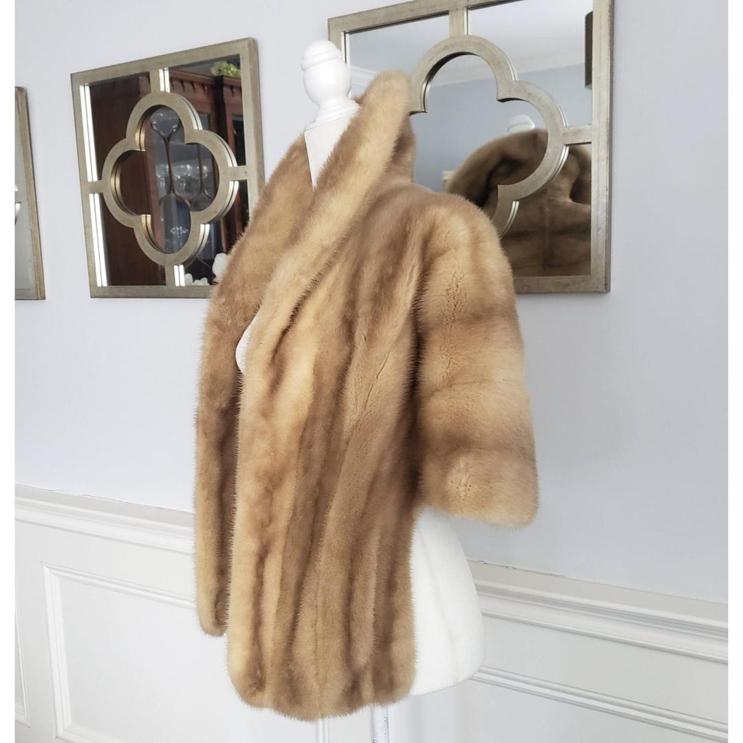 Vtg 1950's 1960's Taupe Mink Fur Stole, Capelet, Bridal Cape, Wedding ...