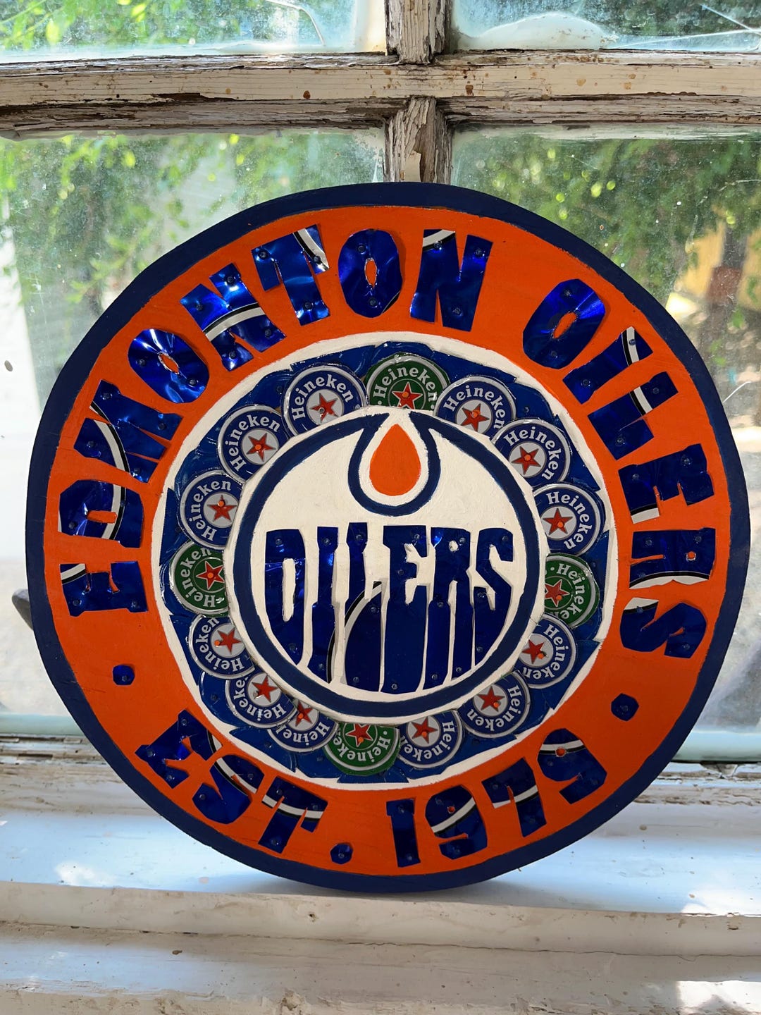 Edmonton Oilers Logo, Bottlecap Sign, Nhl Logo Sign, Oilers Wall Art ...