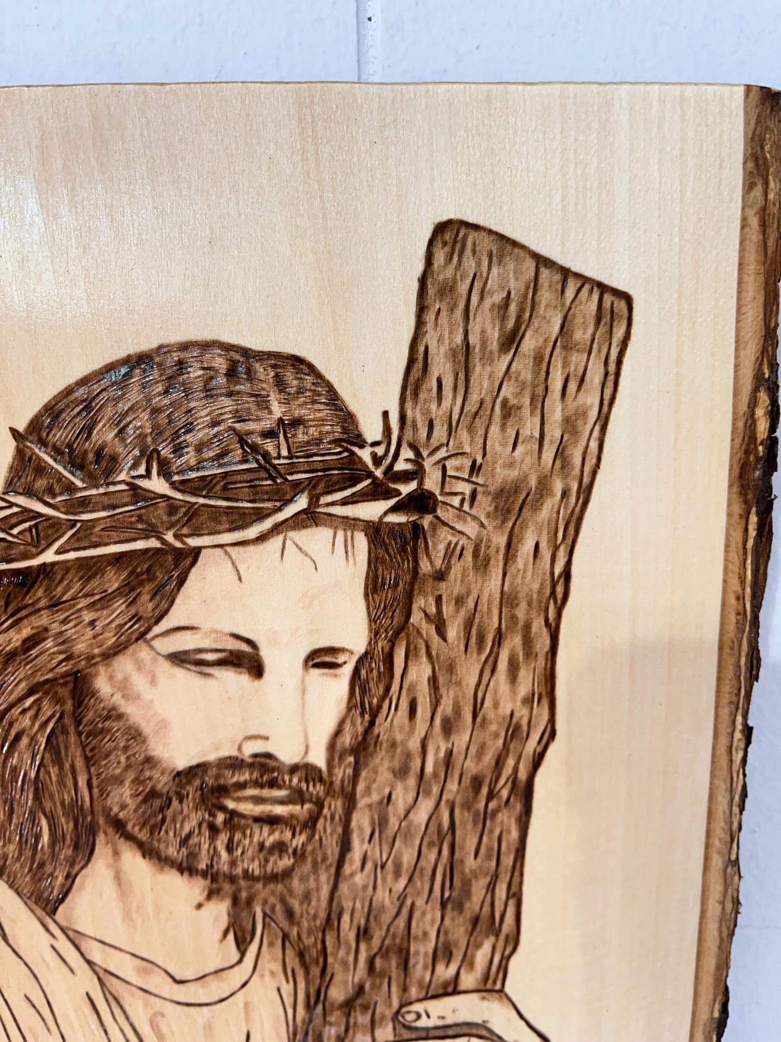 Jesus Wood Burning Art, Basswood, Pyrography Art, Live Edge Plaque ...