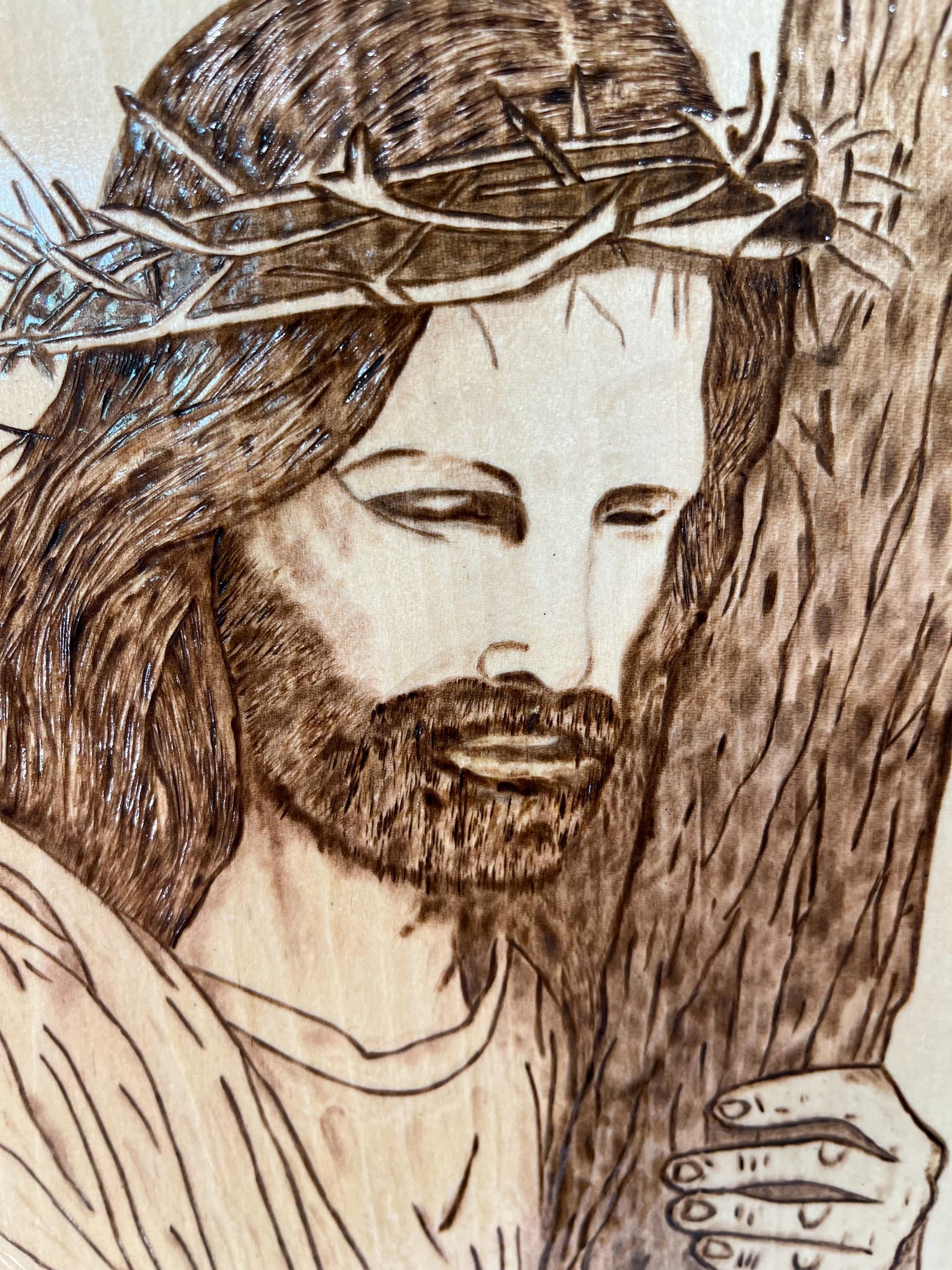 Jesus Wood Burning Art, Basswood, Pyrography Art, Live Edge Plaque ...