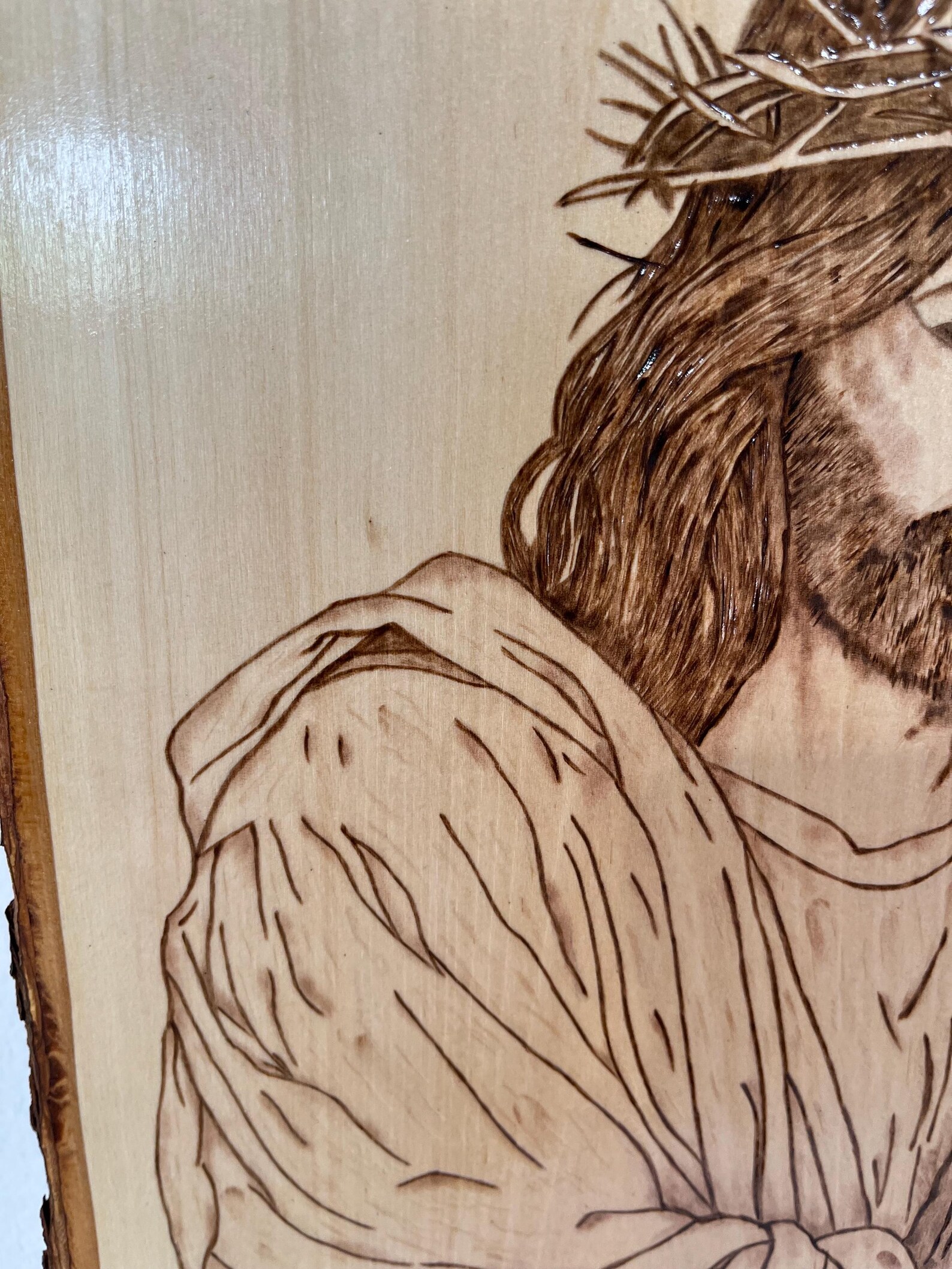 Jesus Wood Burning Art, Basswood, Pyrography Art, Live Edge Plaque ...