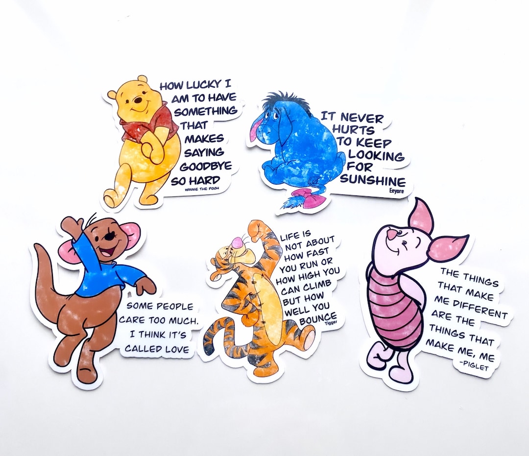 Winnie the Pooh, Tigger, Eeyore, Piglet and Roo Quote Stickers for ...