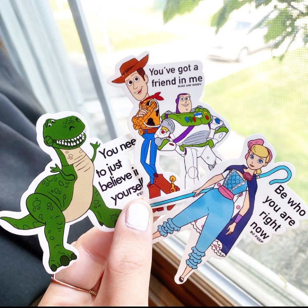 Buzz and Woody, Bo Peep, and Rex Quote Stickers for Laptop, Bottle ...