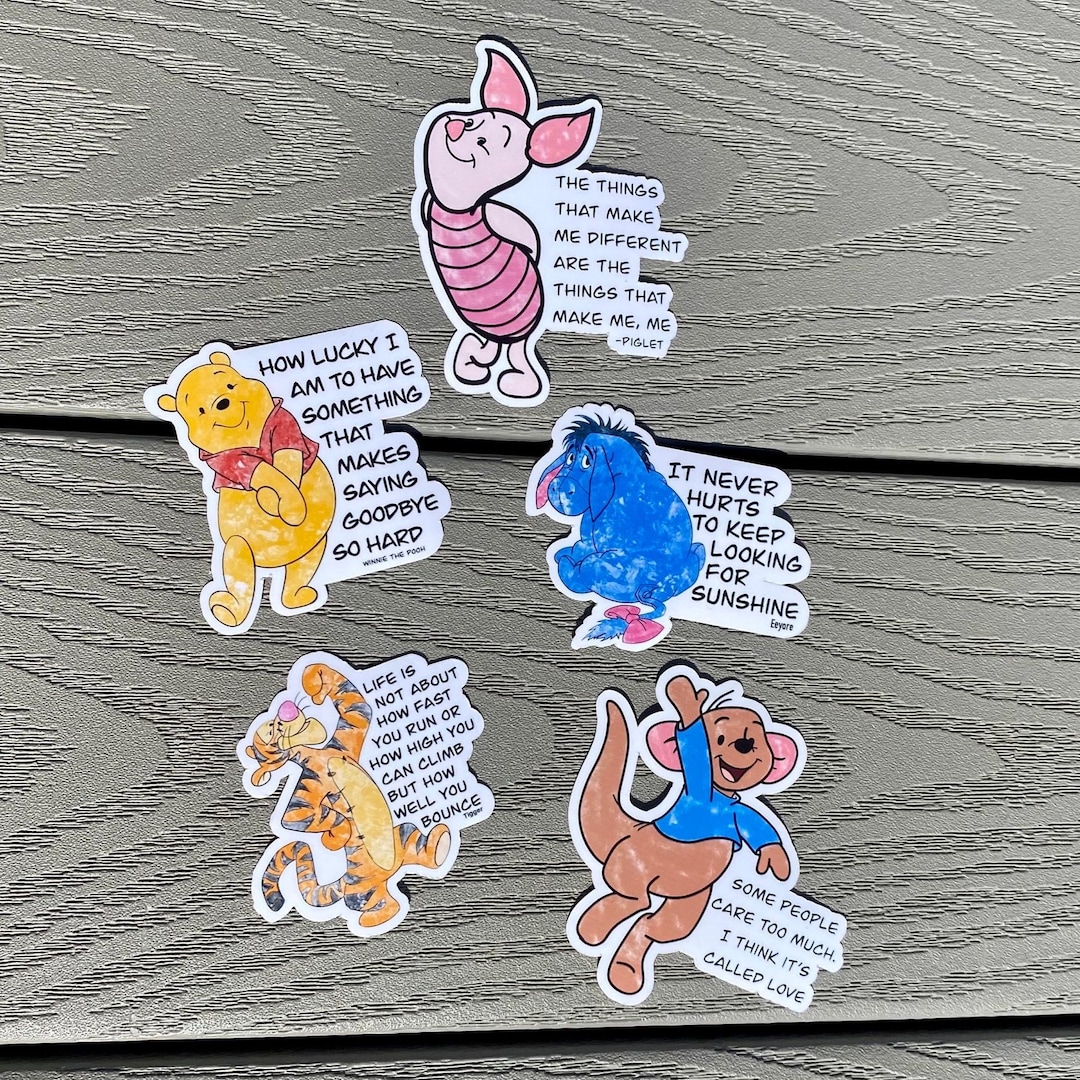 Winnie the Pooh, Tigger, Eeyore, Piglet and Roo Quote Stickers for ...