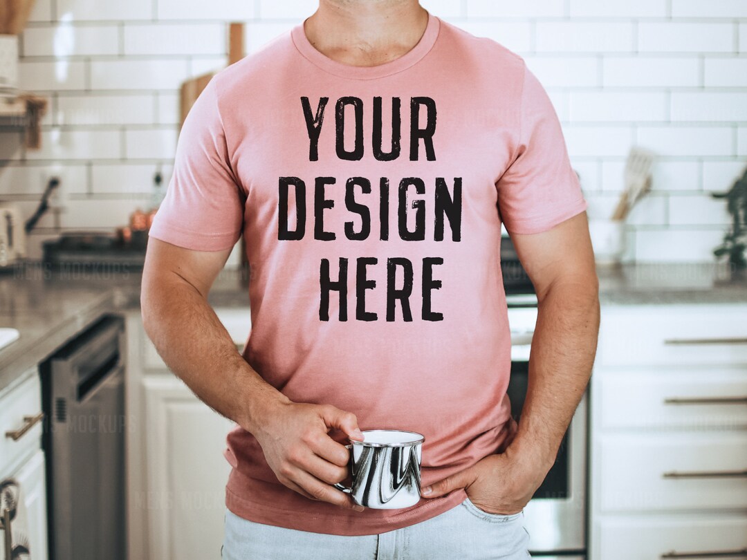 Male Model Mockup | Mauve Bella Canvas 3001 Mockup for Men | Bella ...