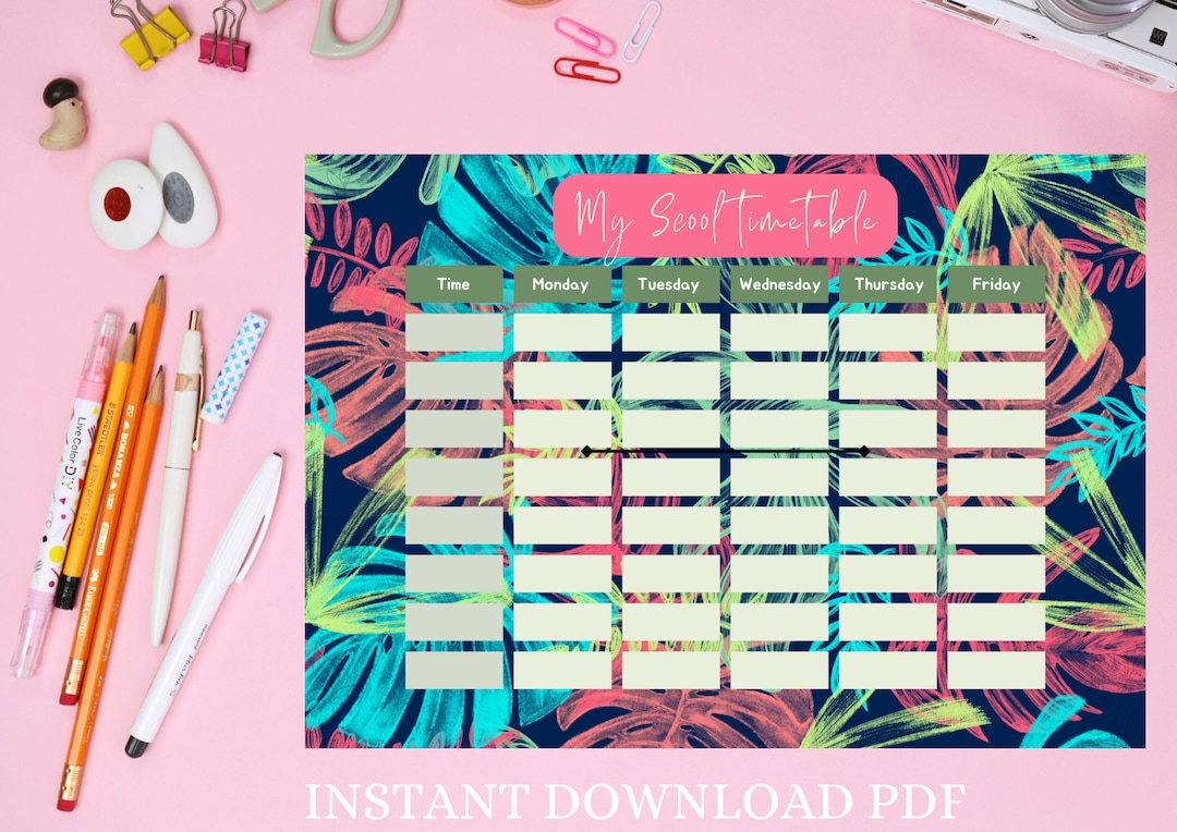 Printable School Letter Timetable, Girl Planner, Back to School ...