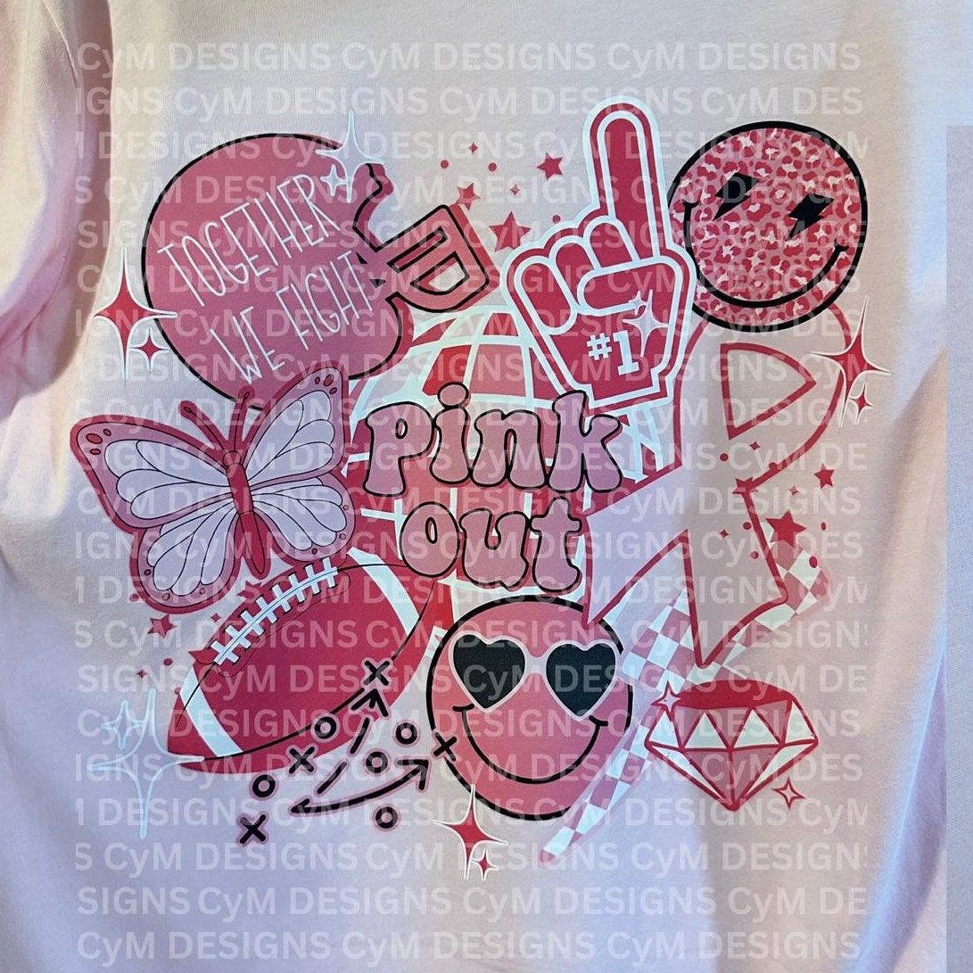 Breast Cancer Awareness School Spirit Wear PNG Digital - Etsy