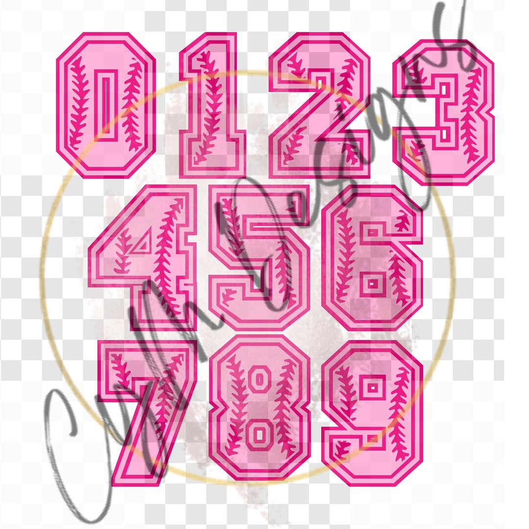 Hot Pink Light Pink Out Baseball Stitch Numbers 0-9 October Breast ...