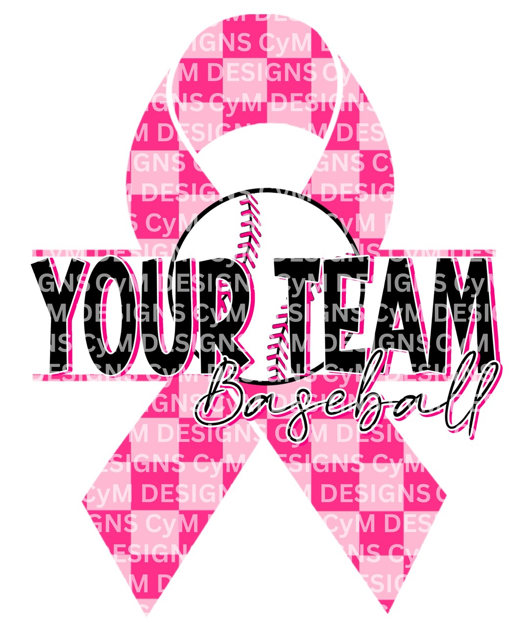 Custom Baseball Softball Volleyball Checkered Breast Cancer Awareness ...