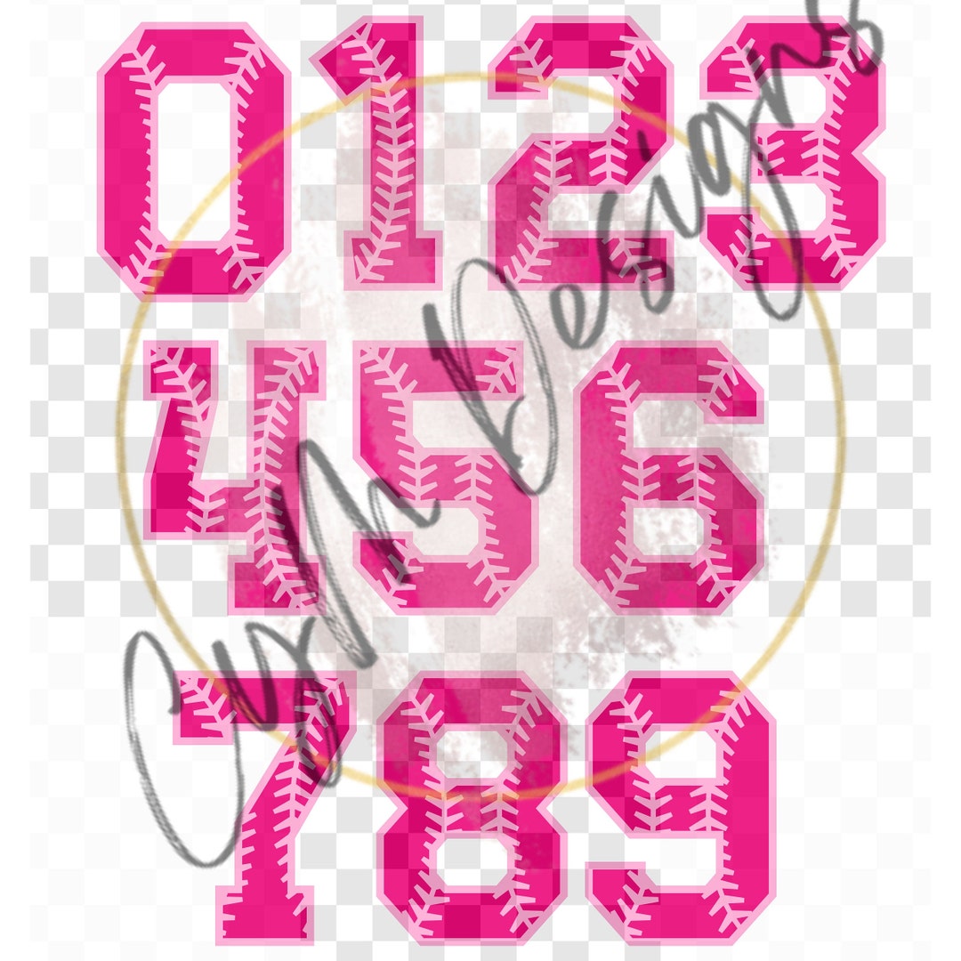 Baseball Stitch Numbers: Hot Pink & Light Pink, Breast Cancer Awareness ...