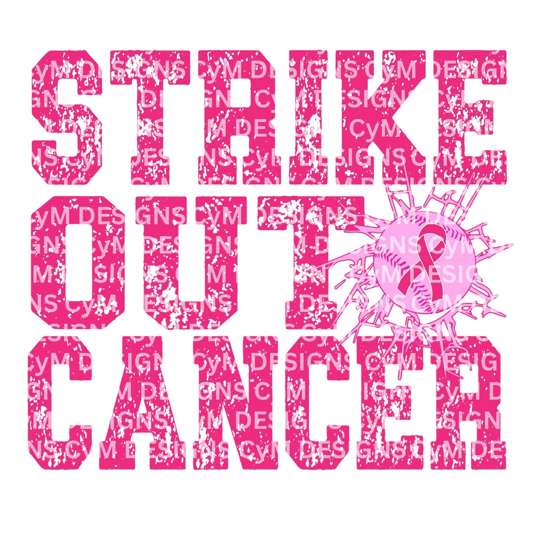 Strike Out Cancer Baseball - Breast Cancer Awareness PNG (digital ...