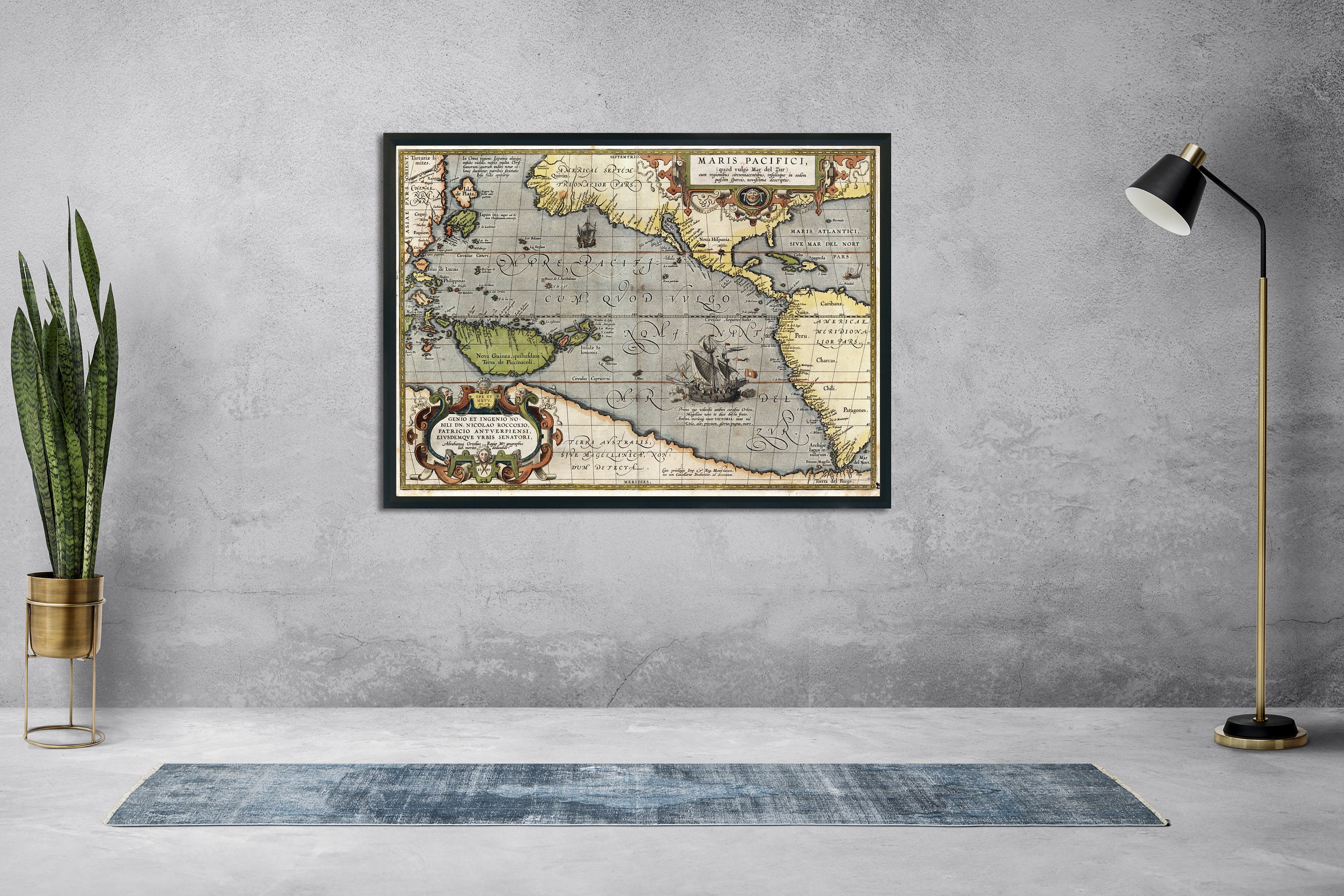 Vintage Map of Pacific Sea Maps for Cabinet Old Style - Etsy
