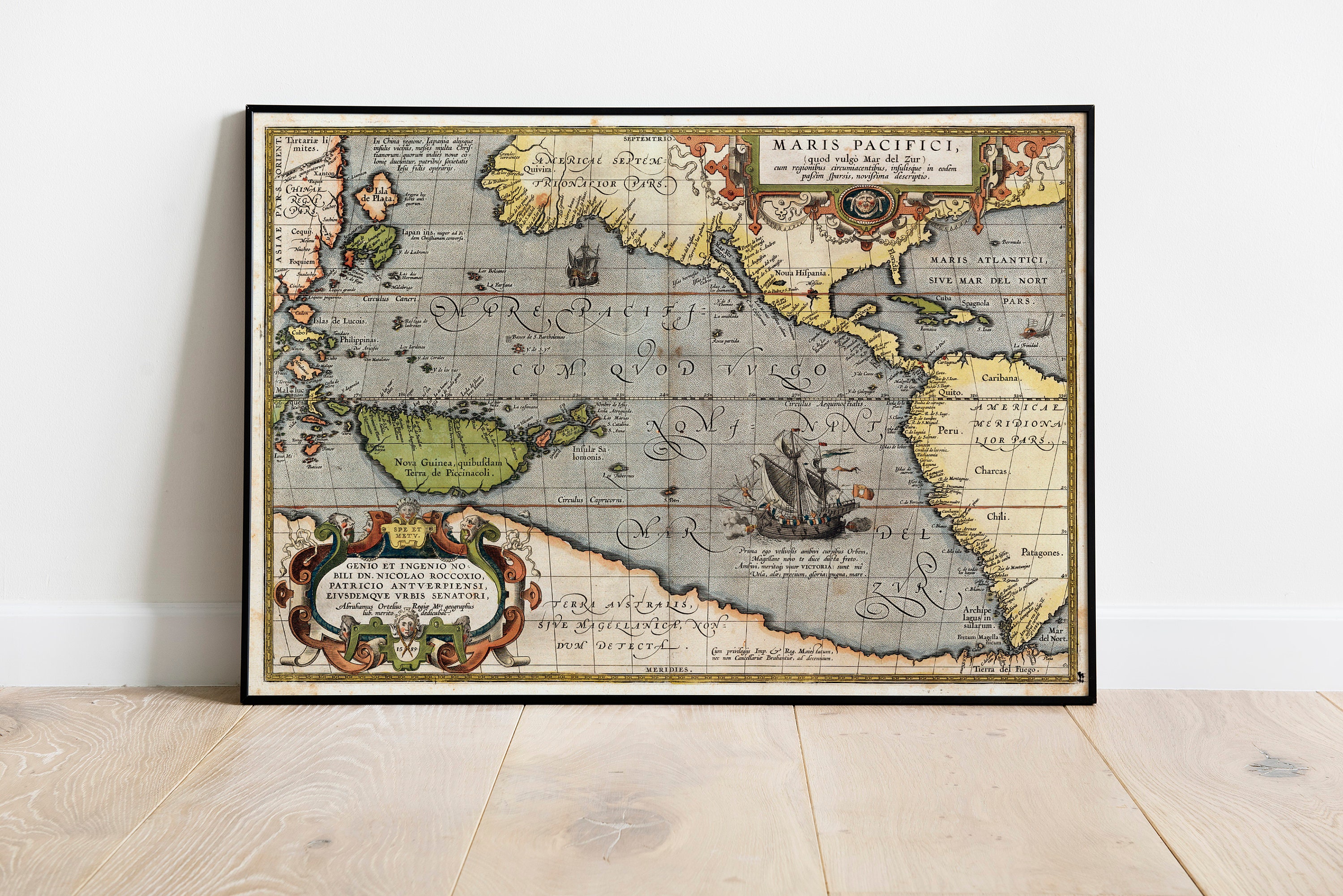 Vintage Map of Pacific Sea Maps for Cabinet Old Style - Etsy