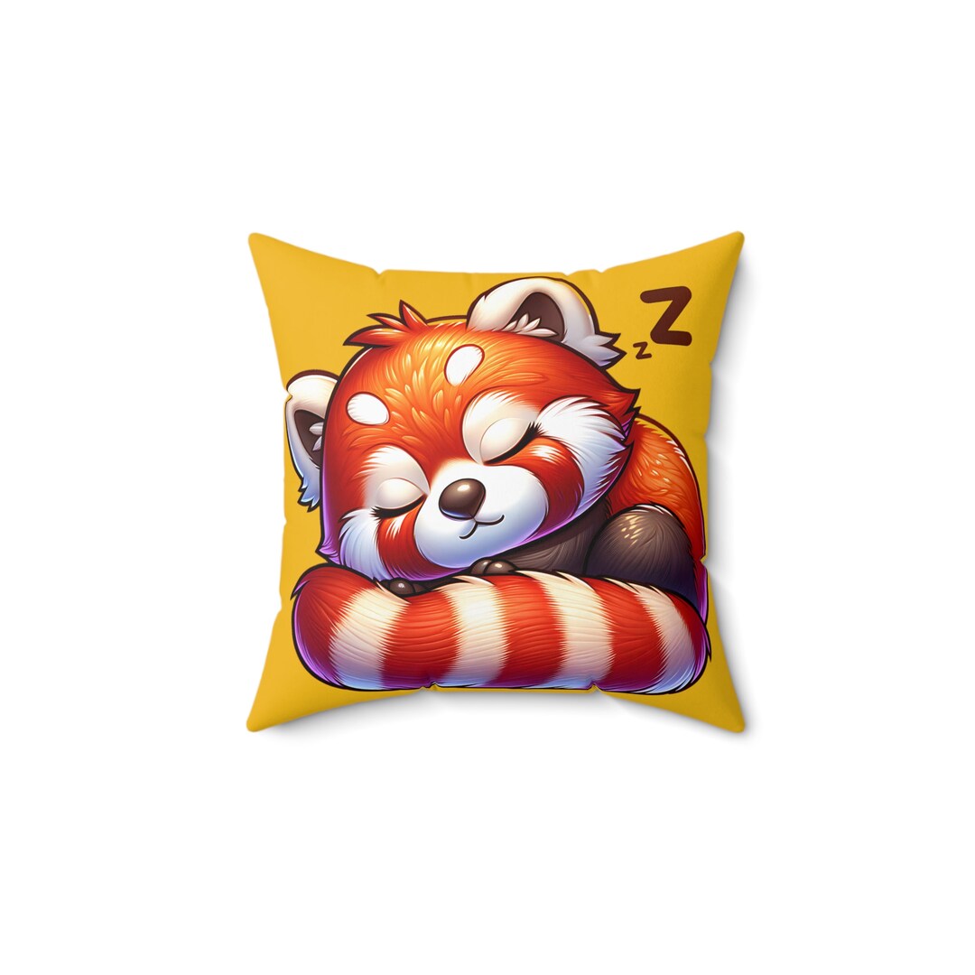 Kawaii Sleeping Red Panda Spun Polyester Square Pillow - Etsy