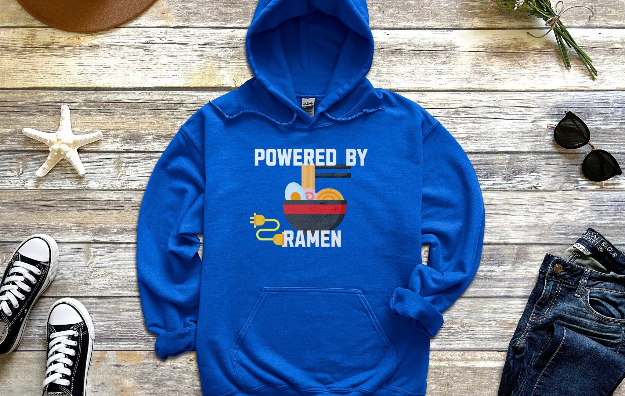 Powered by Ramen Hoodie, Ramen Lover Gifts, Ramen Lover Hoodie, Foodie ...
