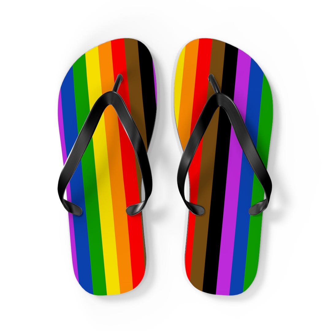 Rainbow Pride Striped Flip Flops | LGBTQIA+ Rainbow Sandals - Etsy