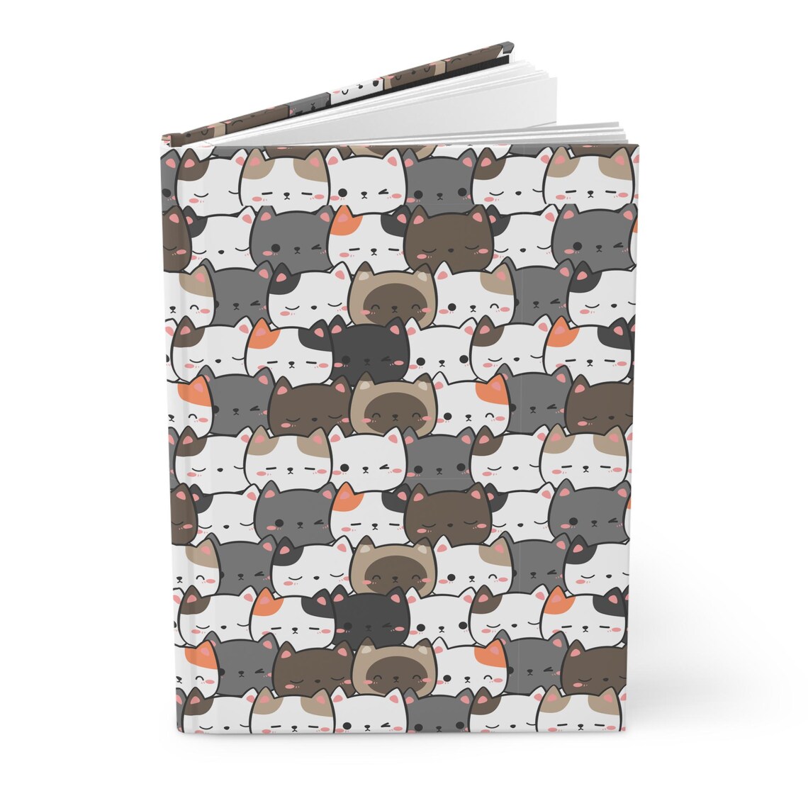 Cute Cat Pattern Hardcover Journal for Cat Lovers, Daily Planner ...