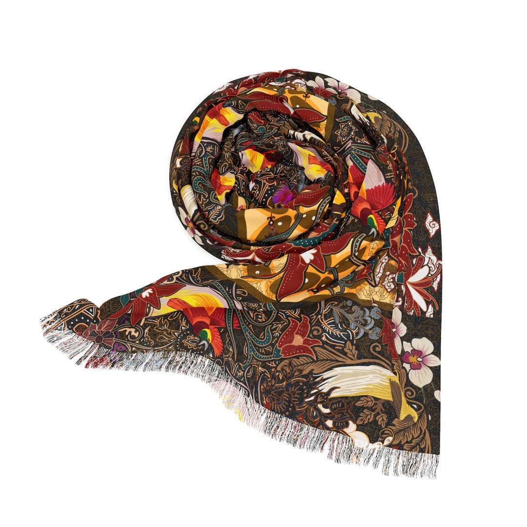 Indonesian Floral Scarf: Lightweight Boho Spring Summer Accessory ...