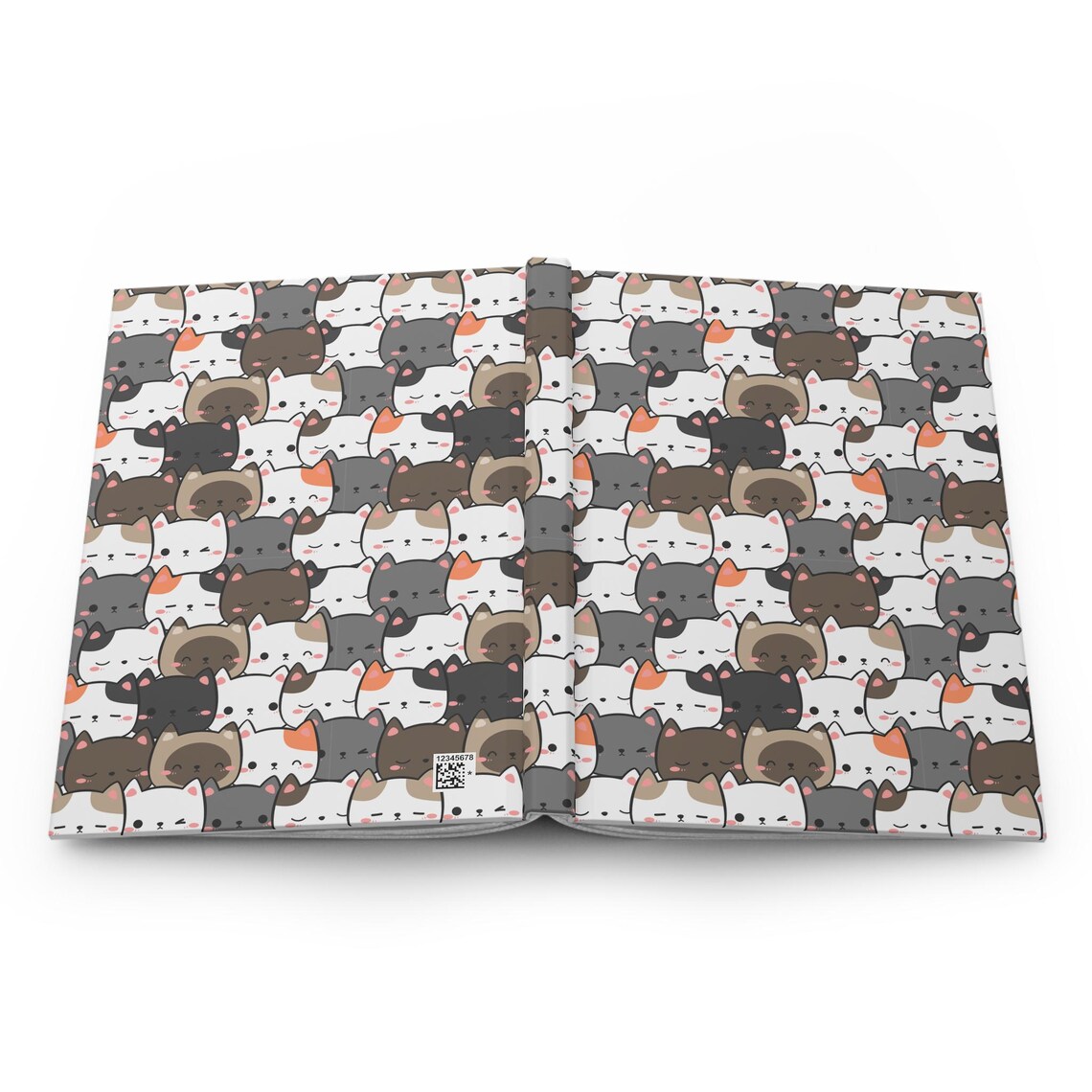 Cute Cat Pattern Hardcover Journal for Cat Lovers, Daily Planner ...