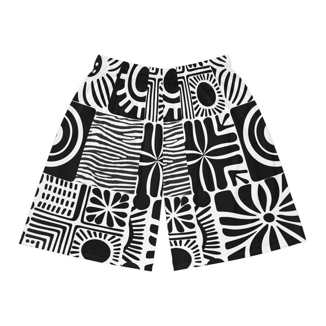Bold Print Basketball Shorts: Black & White Active Wear - Etsy UK