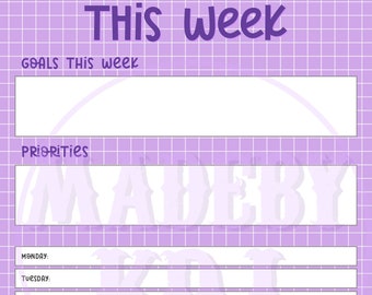 Purple Weekly Planner - Etsy