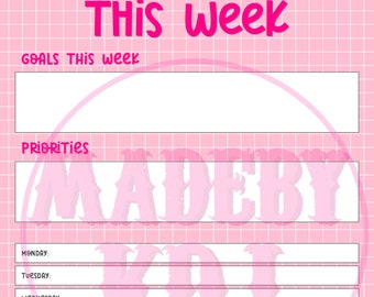 Printable Weekly Planner Sheet | Digital Weekly Planner Sheet | Digital ...