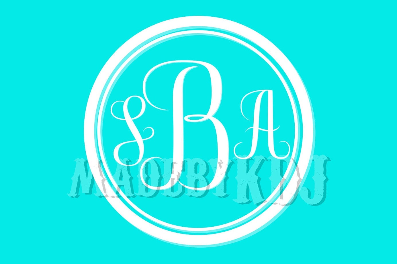 Custom Monogram iPhone Wallpaper, Custom Aqua Monogram Background, Made ...