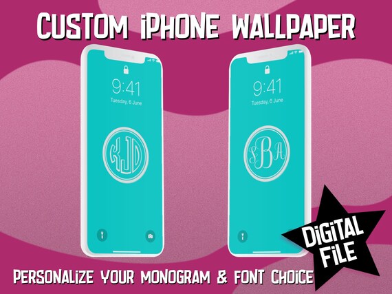 Custom Monogram Iphone Wallpaper Custom Aqua Monogram - Etsy