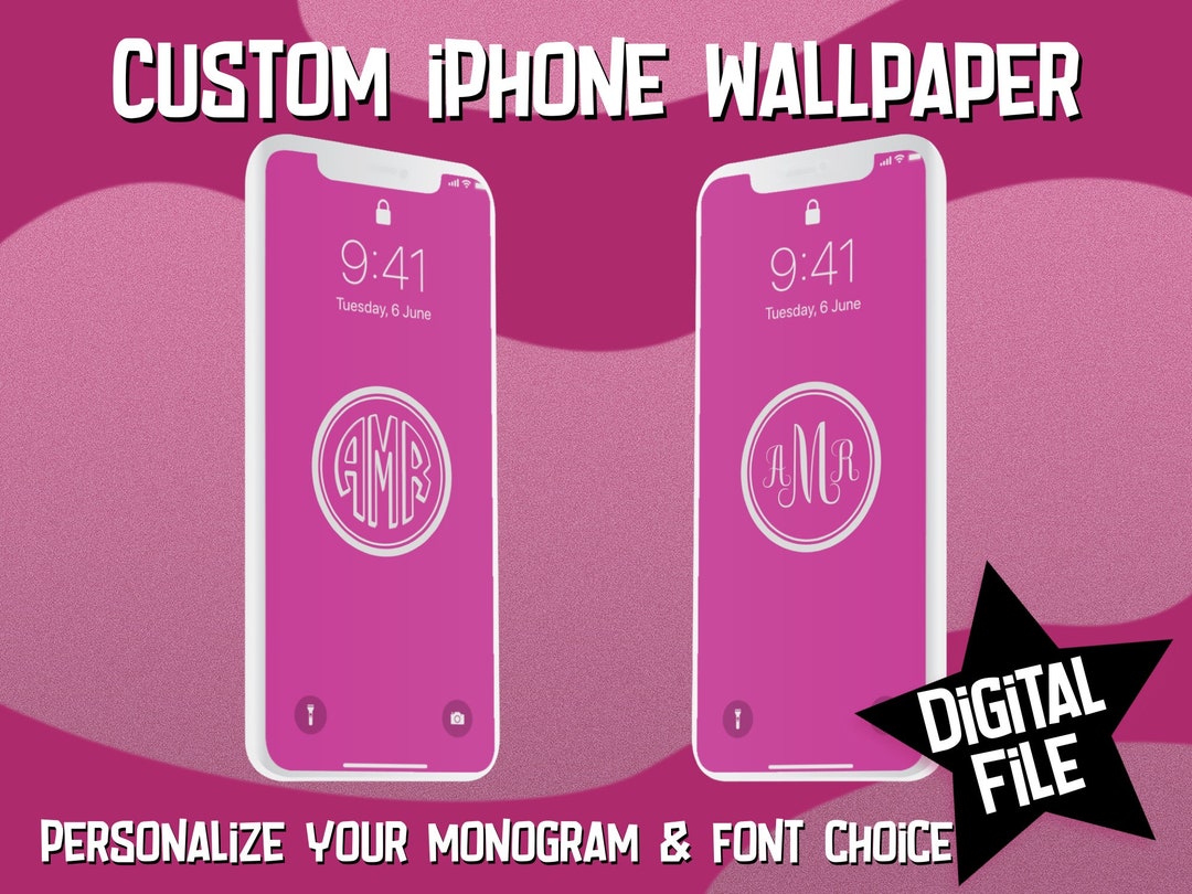 Custom Monogram iPhone Wallpaper, Custom Pink Monogram Background, Made ...