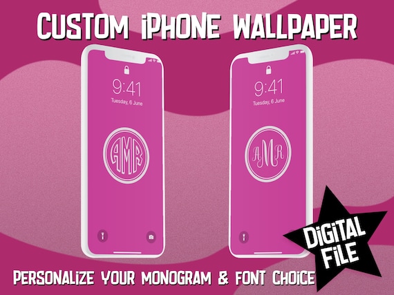 Custom Monogram Iphone Wallpaper Custom Pink Monogram - Etsy