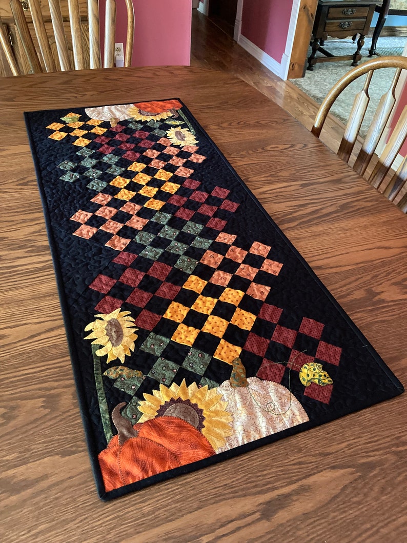 Fall Quilted Appliqued Table Runner 18 X 42 1/2 - Etsy
