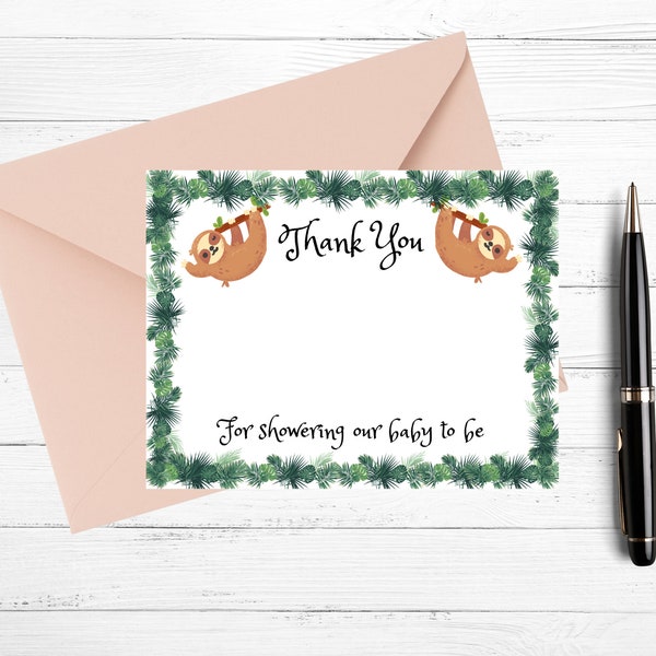 Sloth Thank You Card - Etsy