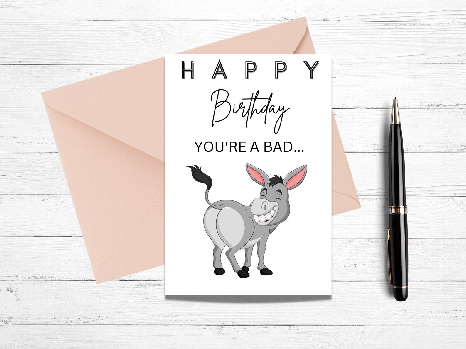 Funny Birthday Card Digital, You're Bad Ass, Donkey Birthday Card ...