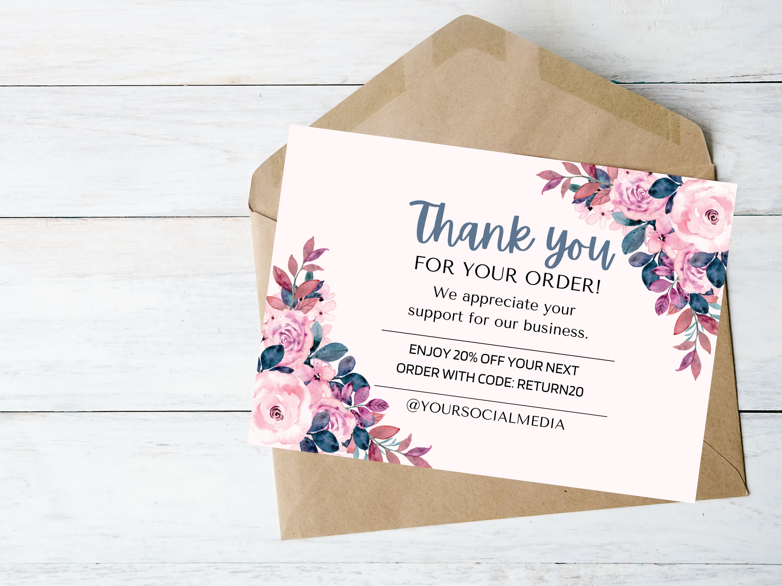 Editable Small Business Thank You Card, Small Business Package Insert ...