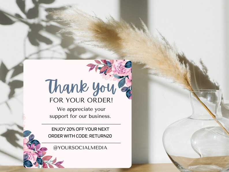 Editable Small Business Thank You Card, Small Business Package Insert ...