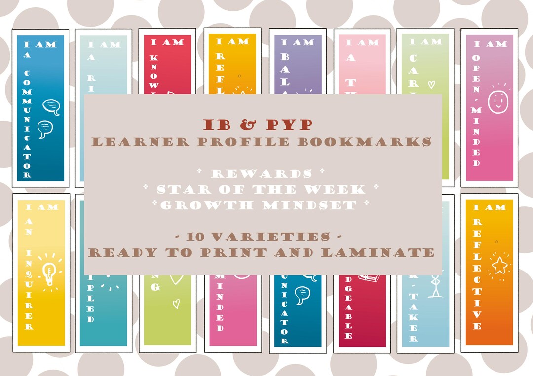 IB PYP MYP Learner Profile Bookmarks - Printable School Reward Star of ...