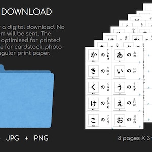 Hiragana Japanese Flashcards Printable Press Quality - Etsy