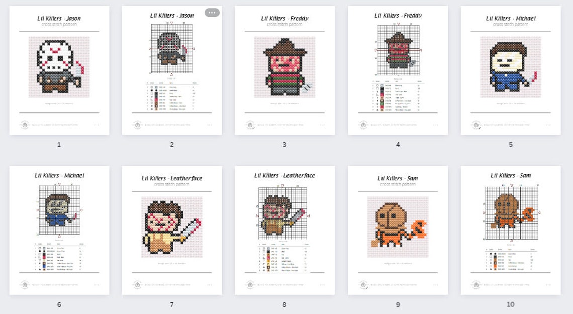Halloween Movie Killers Cross Stitch Pattern PDF Download - Etsy