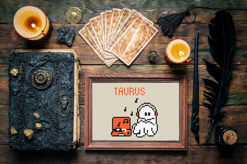 Taurus Zodiac Ghost Cross Stitch Pattern PDF Download - Etsy