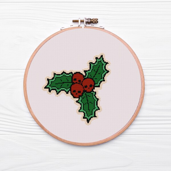 Mistletoe and Holly Cross Stitch - Etsy