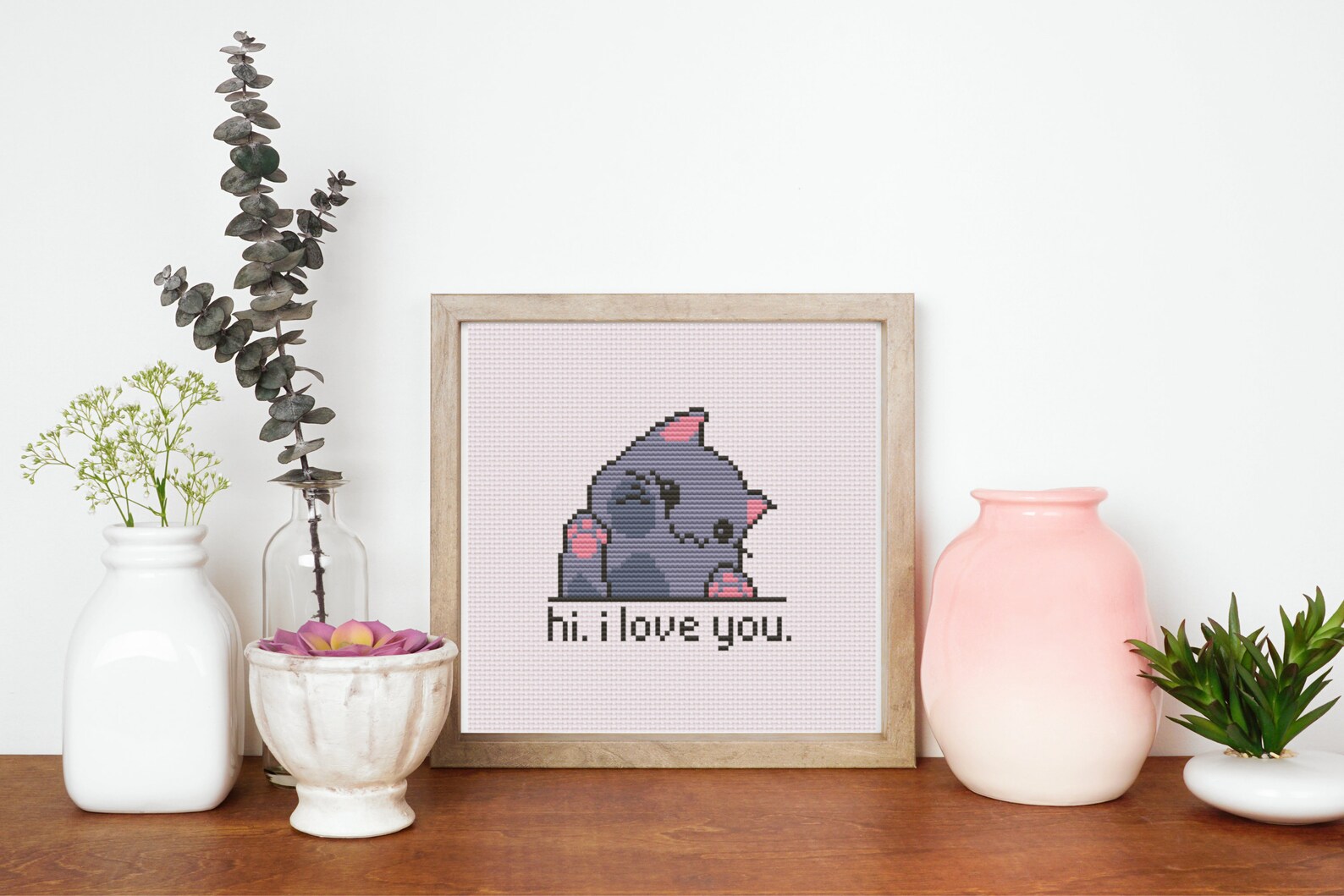 Hi. I Love You. Smushed Cat Cross Stitch Pattern - PDF Download - Etsy