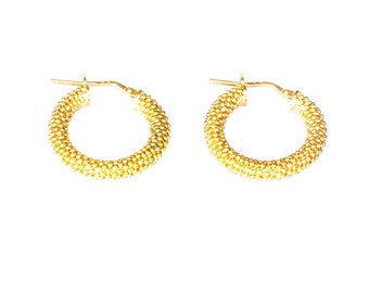 Yellow Gold Mesh Earrings - Etsy