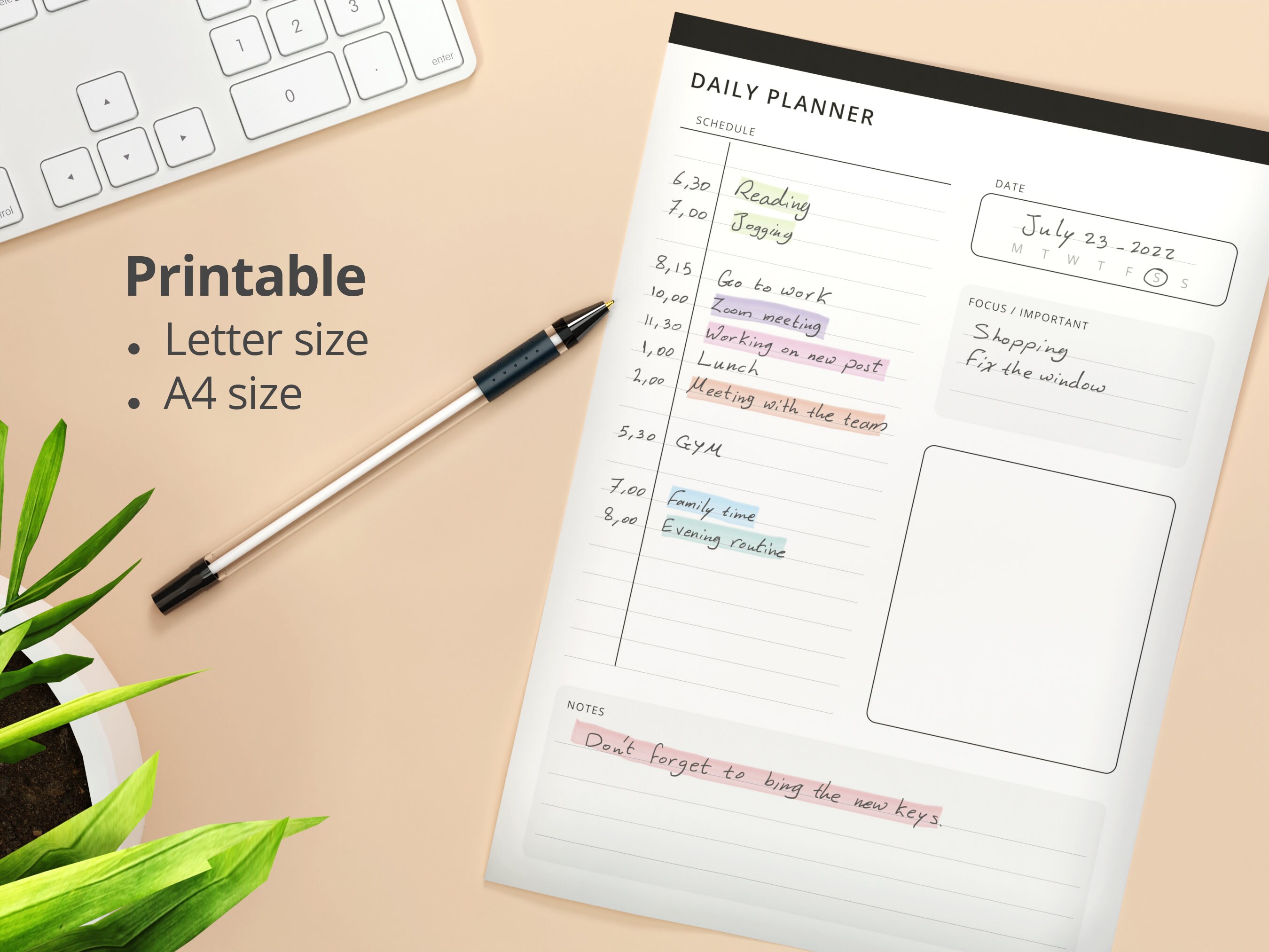 Simple Digital Daily Planner Goodnotes Notability Printable 12 Color - Etsy