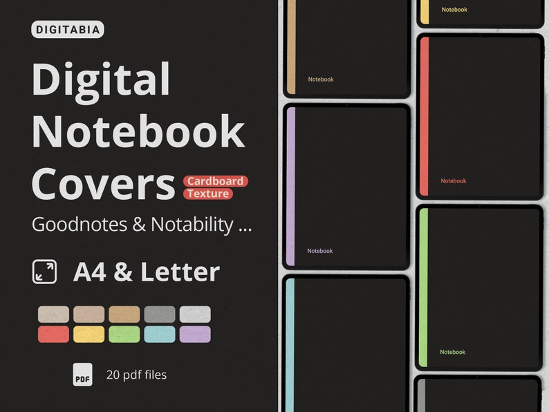 10 Dark Cardboard Texture Digital Notebook Covers Goodnotes Covers ...
