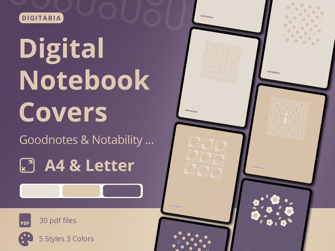 5 Styles Digital Notebook Covers Goodnotes Covers Notability Covers A4 ...