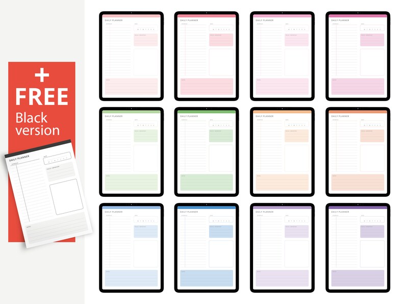 Simple Digital Daily Planner Goodnotes Notability Printable 12 Color - Etsy