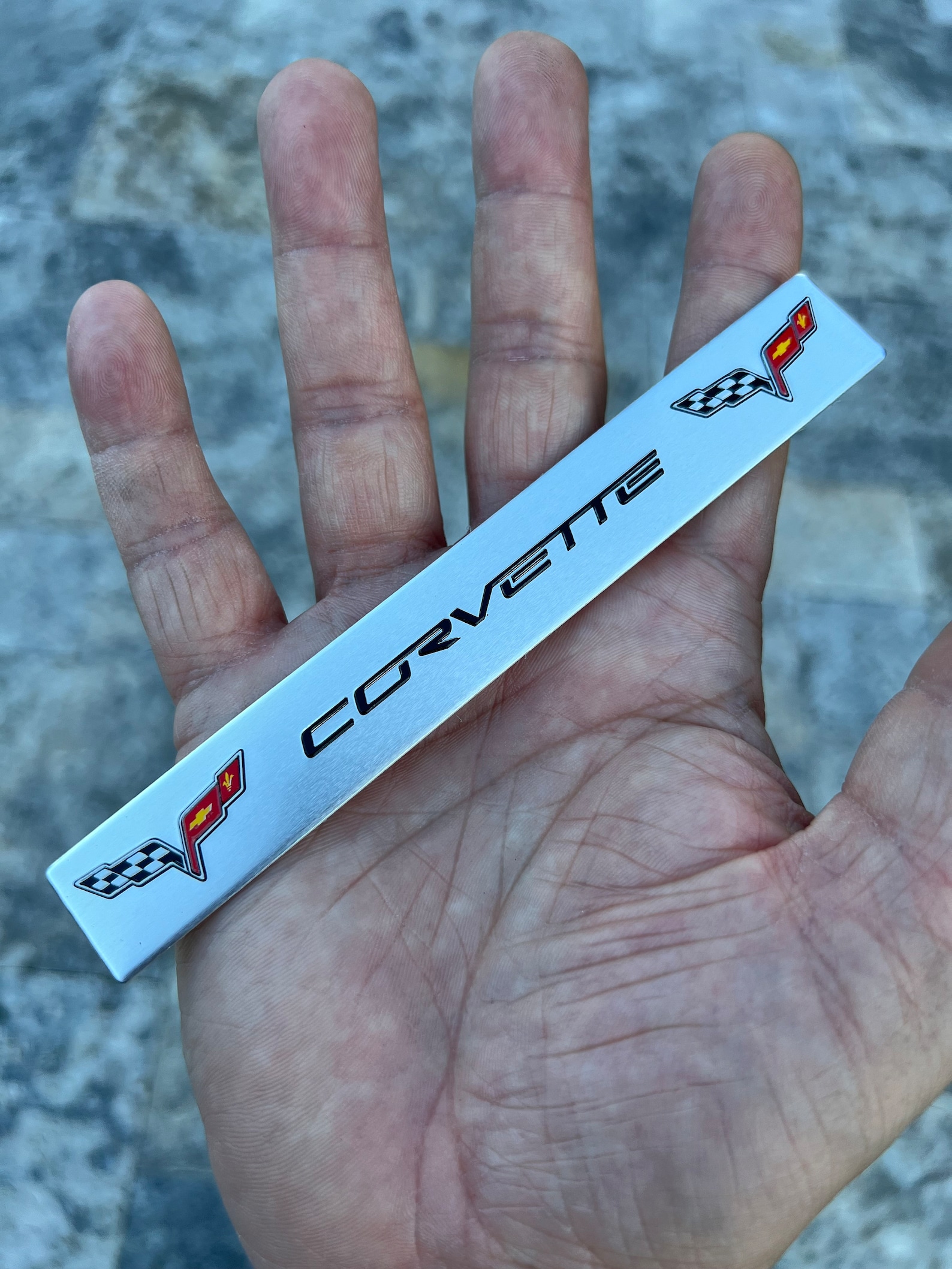 2 Rectangular Fender Console Dash Badge Engine Cover Aluminum Emblems ...