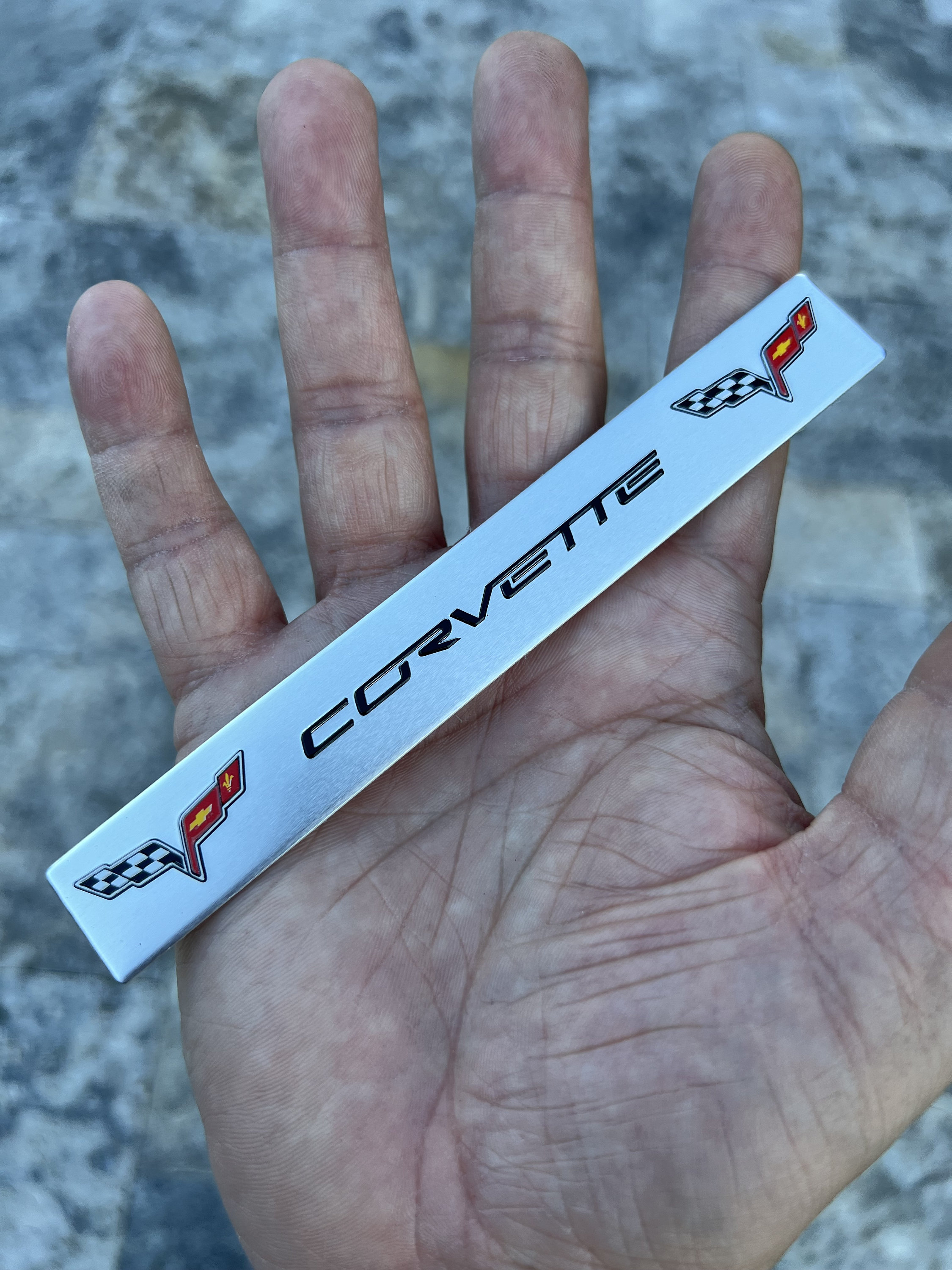 2 Rectangular Fender Console Dash Badge Engine Cover Aluminum Emblems ...