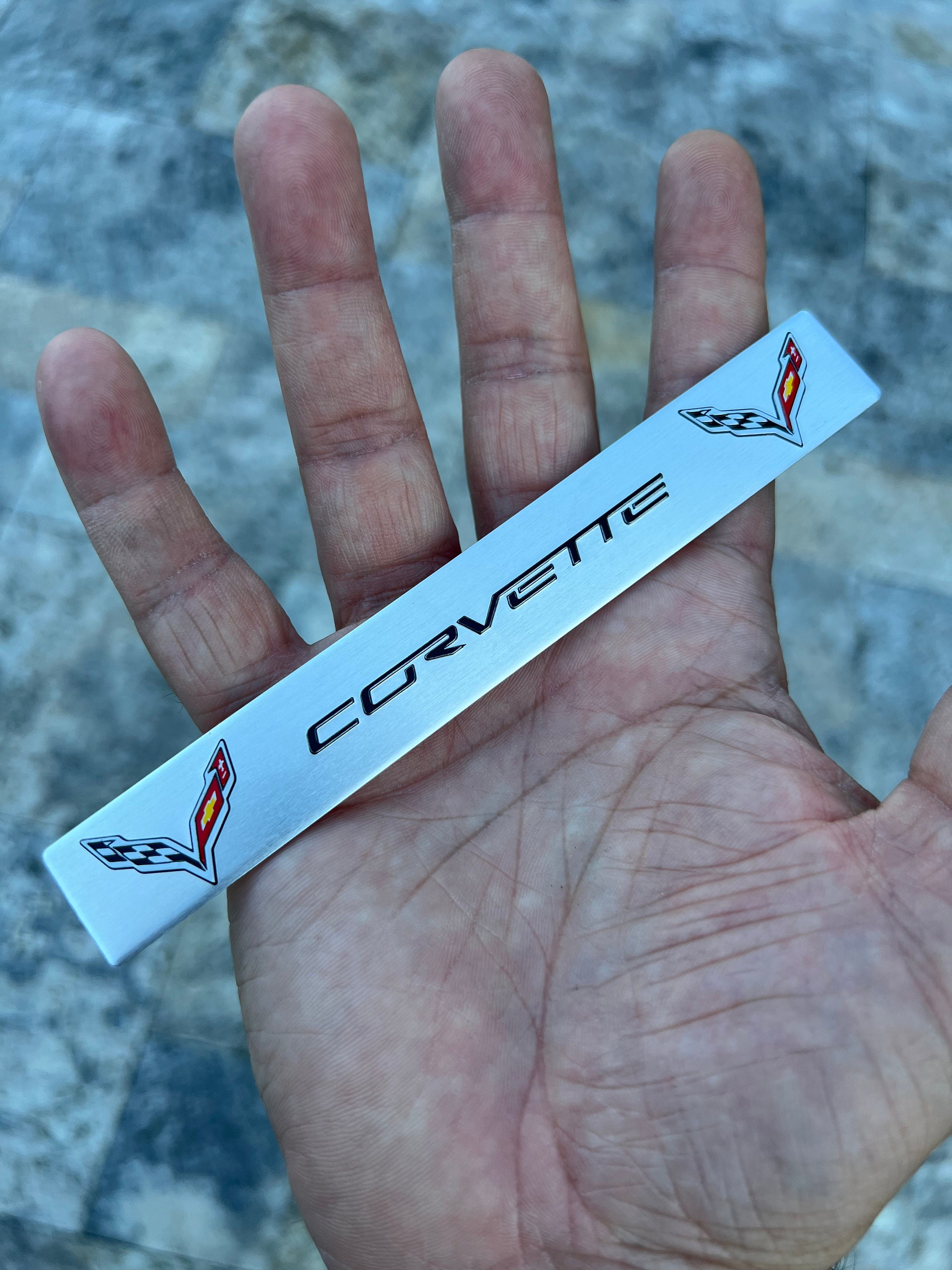 2 Rectangular Fender Console Dash Badge Engine Cover Aluminum Emblems ...