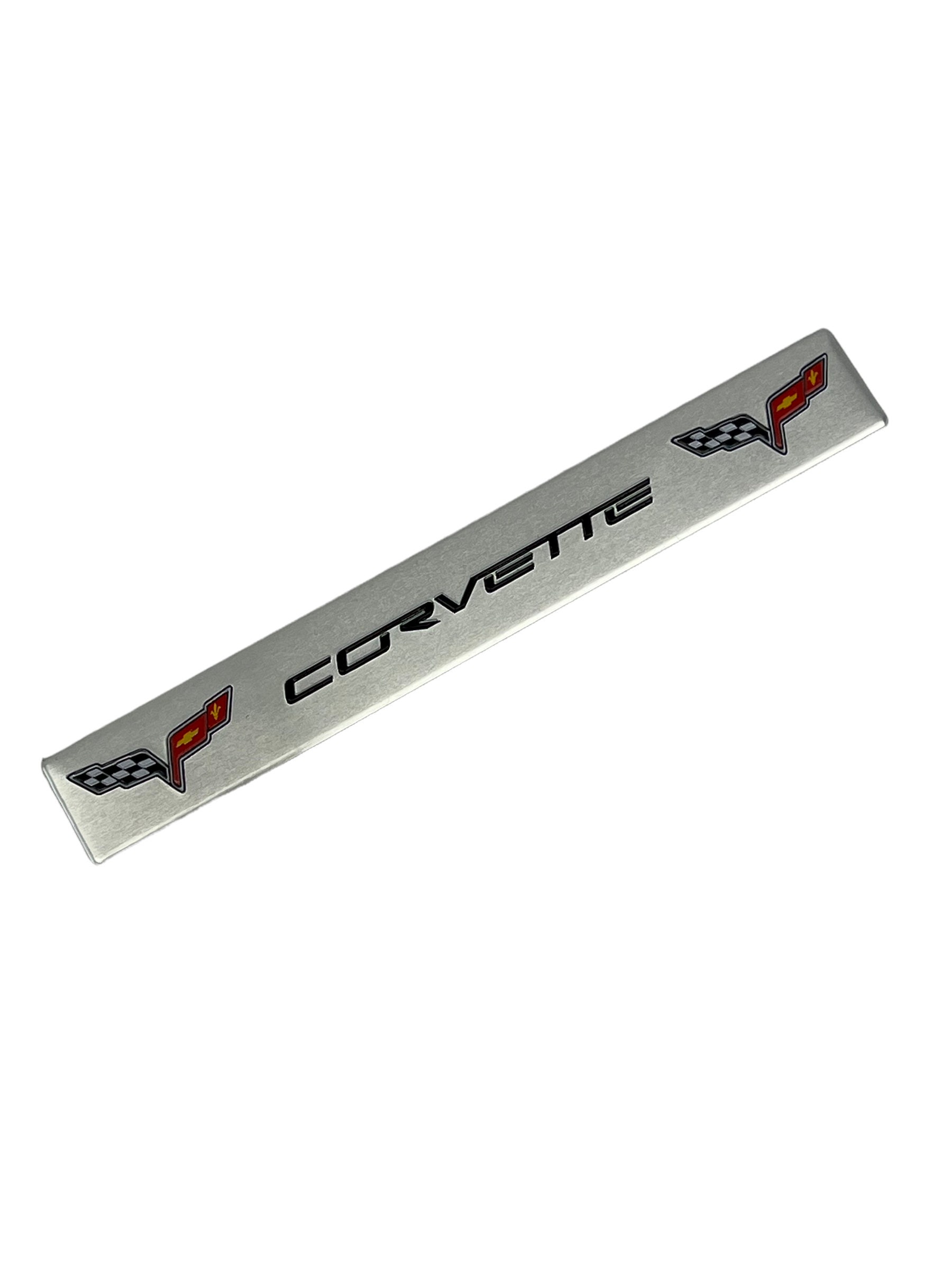 2 Rectangular Fender Console Dash Badge Engine Cover Aluminum Emblems Chevy Corvette Stingray C6 ...